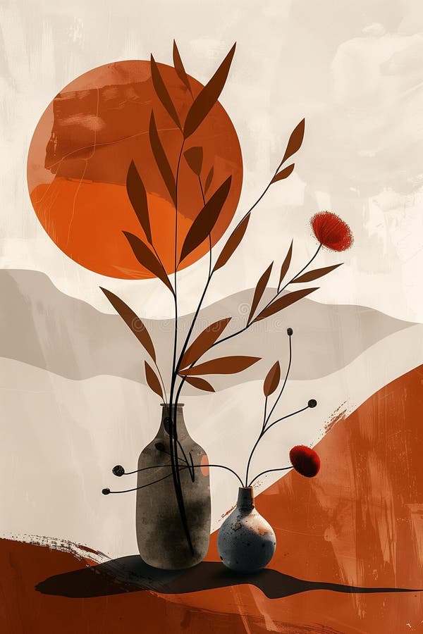 Boho-chic Artwork Showcasing Organic Shapes and Earthy Colors in an ...