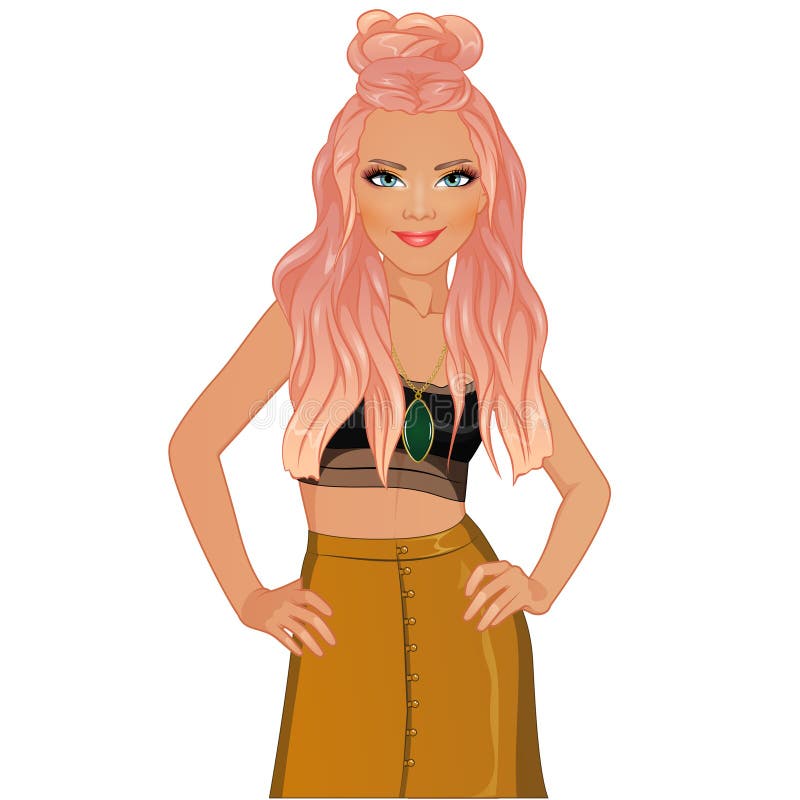 Boho Chic Cute Cartoon Character Stock Vector - Illustration of beauty ...