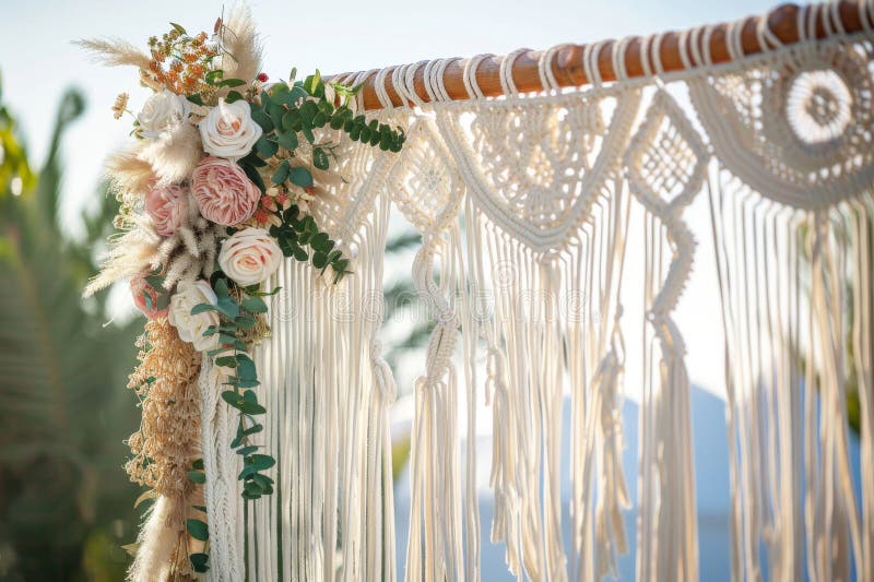 Boho Chic Macrame Decor Against a Soft Transparent White Backdrop Stock ...