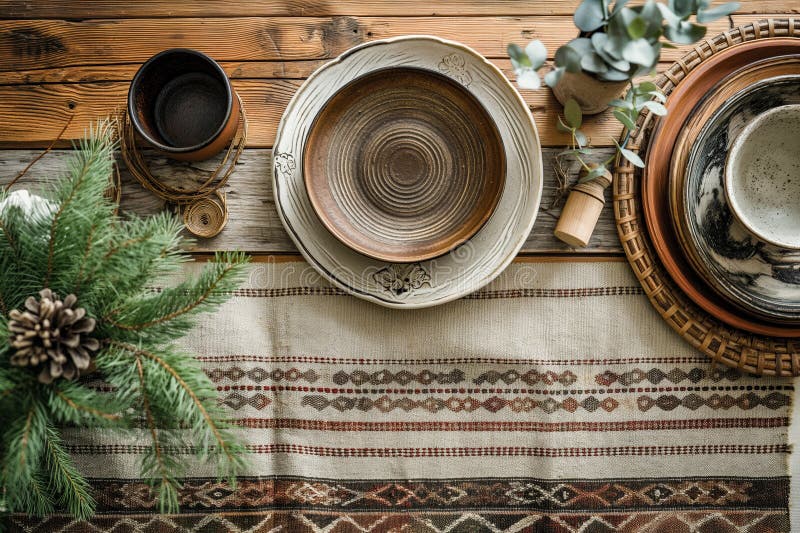 Boho-Chic Charm: Earthy and Artisanal Table Setting Inspiration. AI ...