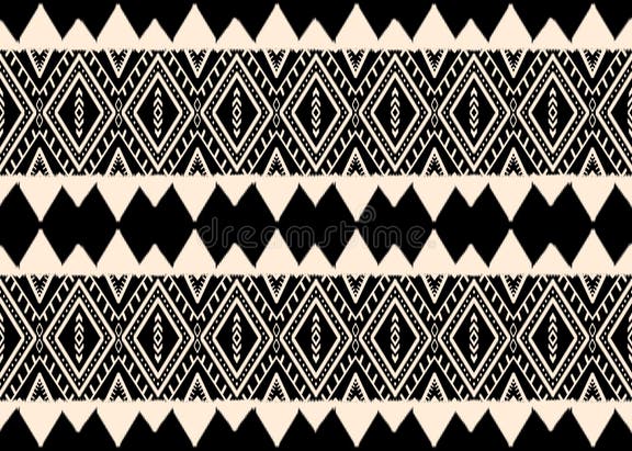 Boho Chic Seamless Ikat Diamond Pattern in Black and Cream Stock ...
