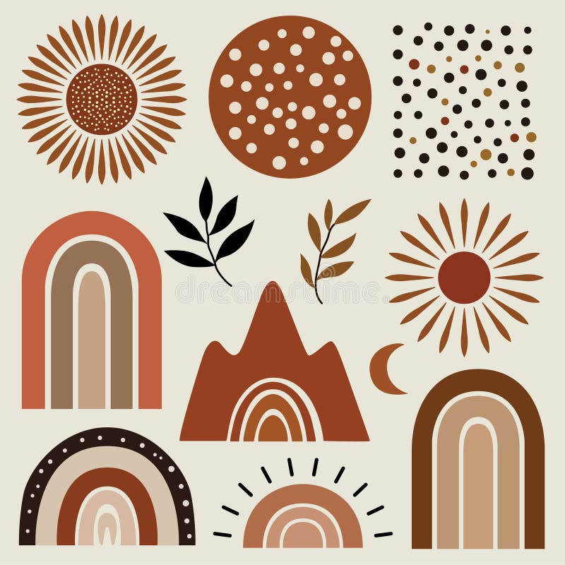 Boho Chic Vector Clip Art Collection Stock Vector - Illustration of neutral, aesthetic: 361380014