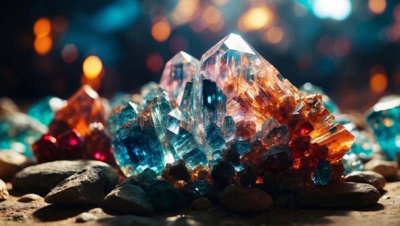 Boho Crystals Double Exposure Silhouette Showcasing Vibrant Healing ...