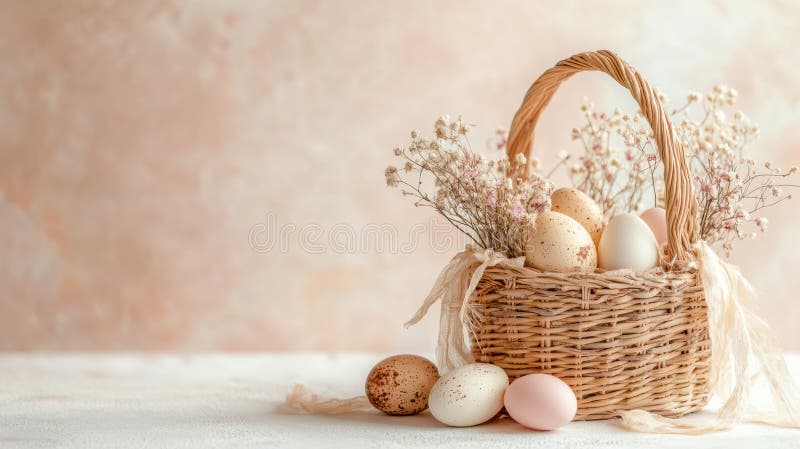 Boho Easter Basket with Dried Flowers and Ribbons, Natural and Earthy ...