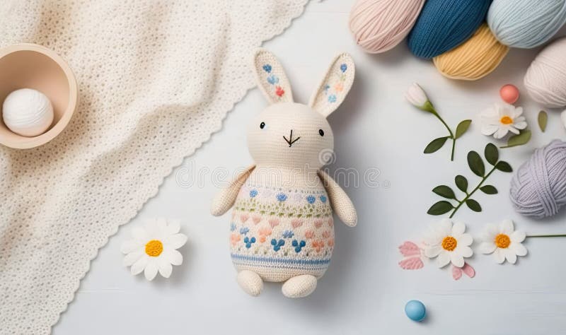 Boho Easter Bunny and Spring Flowers Bunnies Generative AI Stock ...