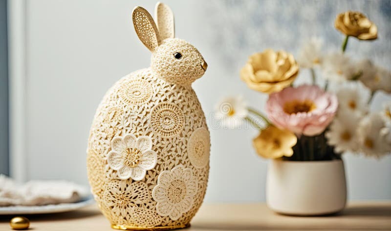 Boho Easter Bunny and Spring Flowers Bunnies Generative AI Stock ...