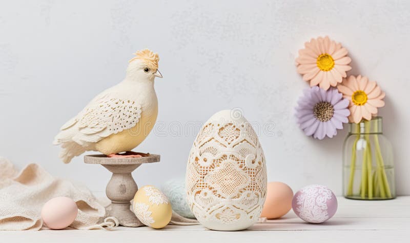 Boho Easter Chick and Spring Flowers Decoration Crochet Chicken Toy or ...