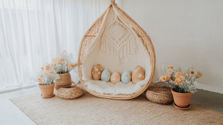 Boho Easter Decorations and Spring Decor Featuring a Macrame Swing ...
