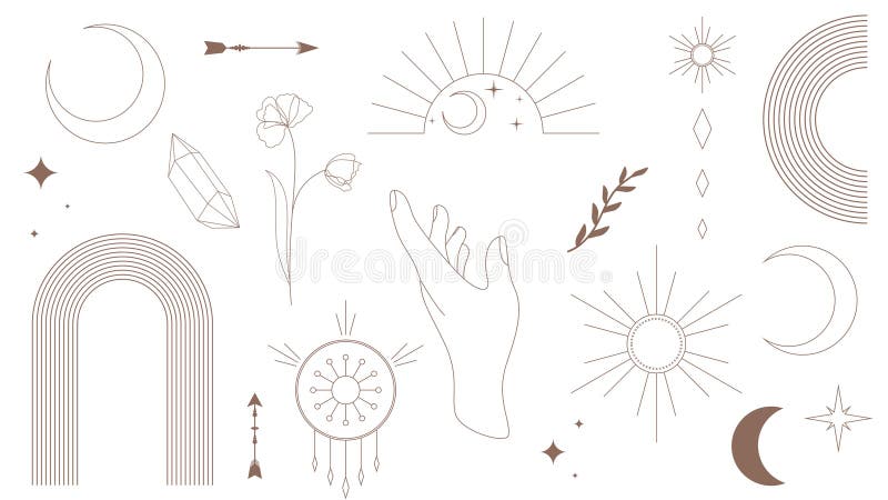 Boho elements collection stock vector. Illustration of magic - 271415142