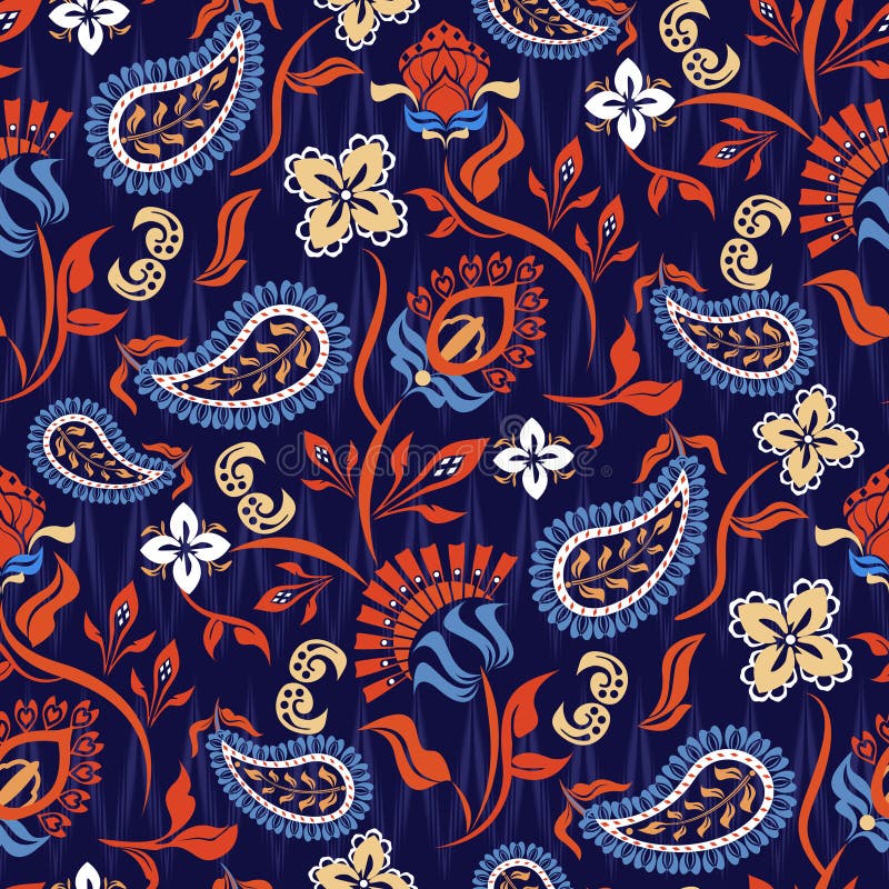 Boho Floral Paisley India Textile Design. Stock Vector - Illustration ...