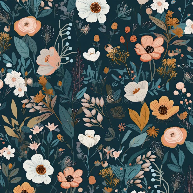 Boho Floral Pattern stock illustration. Illustration of bohemian ...