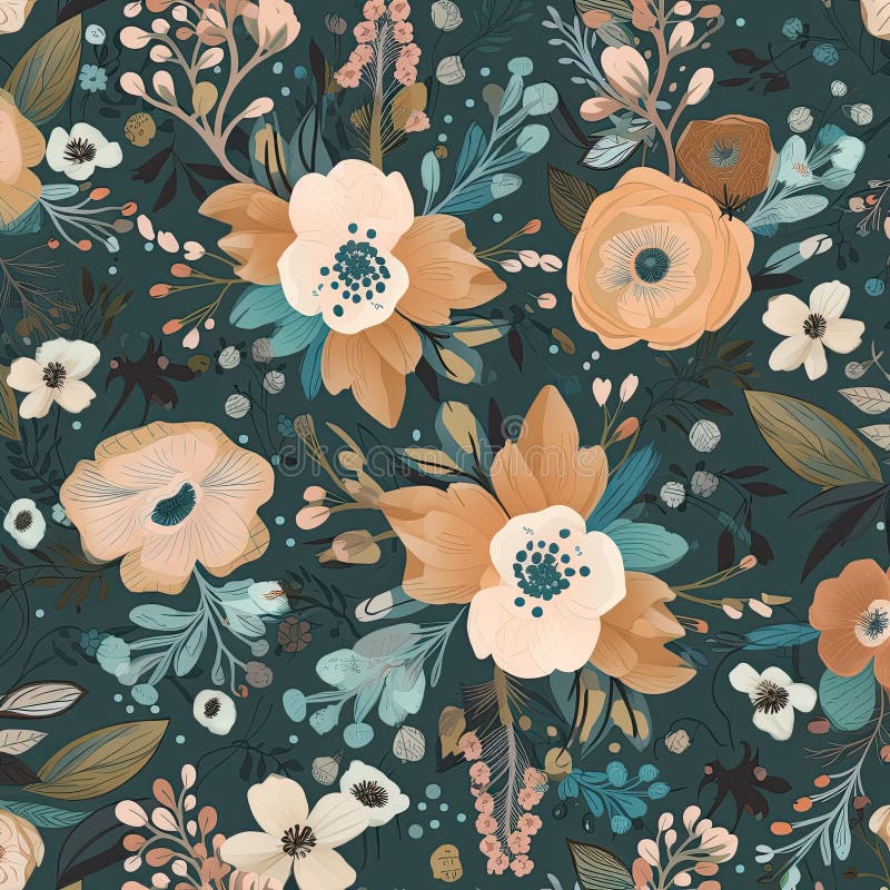 Boho Floral Pattern stock illustration. Illustration of vibrant - 301772934