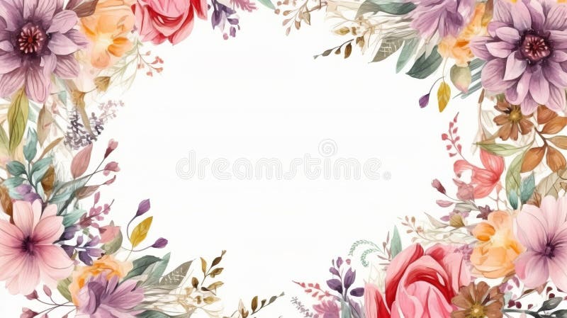 Boho Floral Square Frame stock illustration. Illustration of frame ...