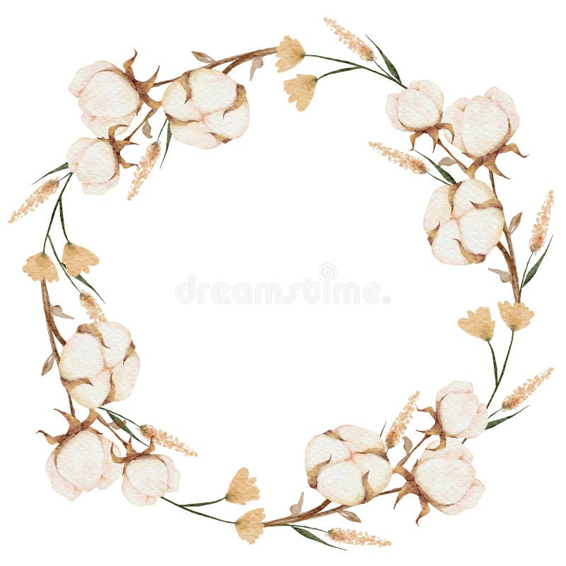 Boho Floral Wreath Hand Paint Watercolor Collection Stock Illustration ...