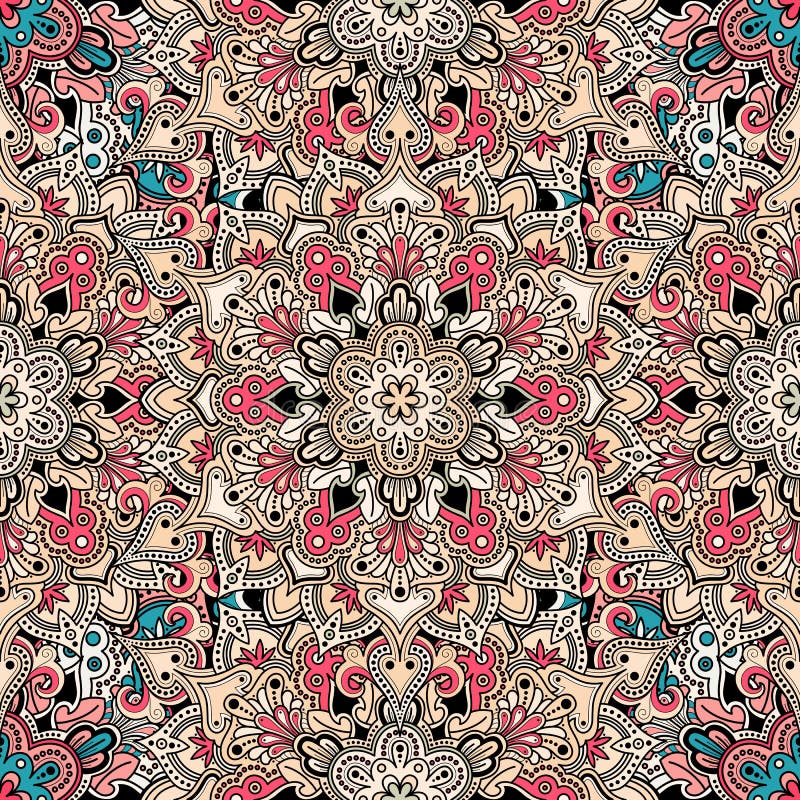 Boho Flower Pattern stock vector. Illustration of batik - 74265582