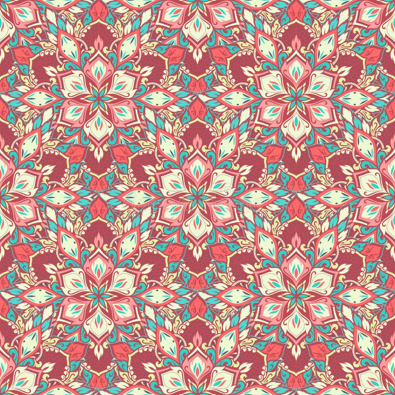 Boho Flower Pattern stock vector. Illustration of endpaper - 75494775