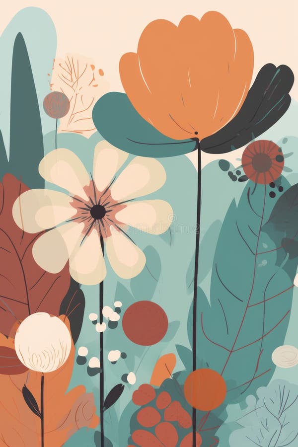 Boho Flower Vector Art Work Portrait Generative AI Stock Illustration ...