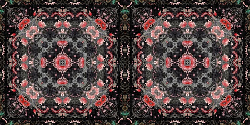 Boho Folkloric Flower Banner with a Gypsy Retro Style. Repeatable ...