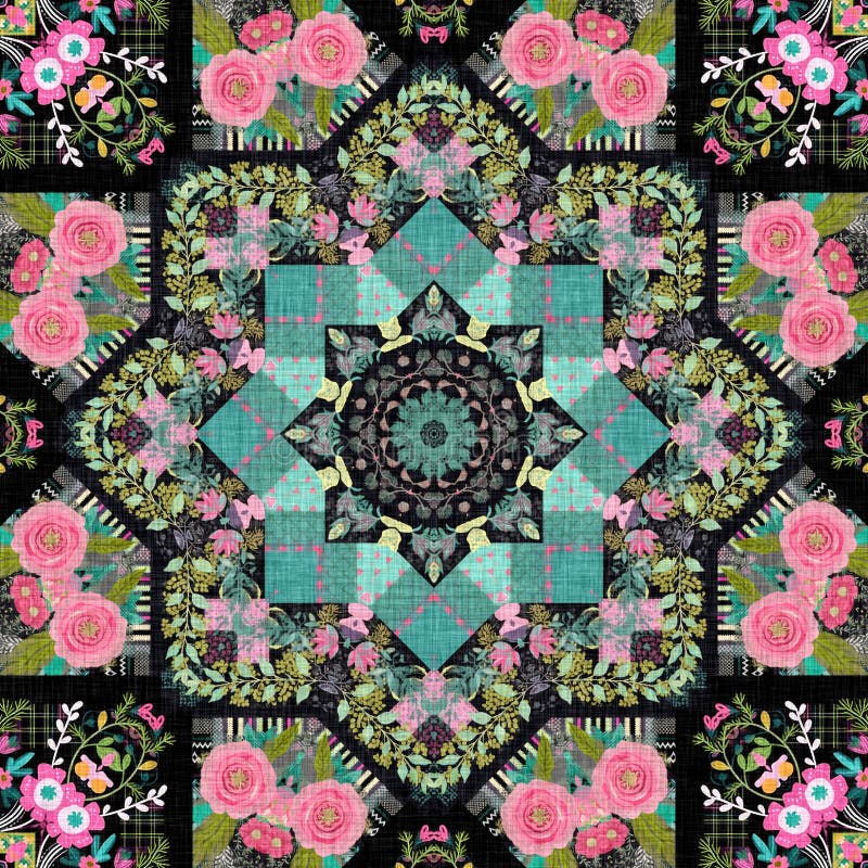 Boho Folkloric Flower Pattern with a Gypsy Retro Style. Repeatable ...