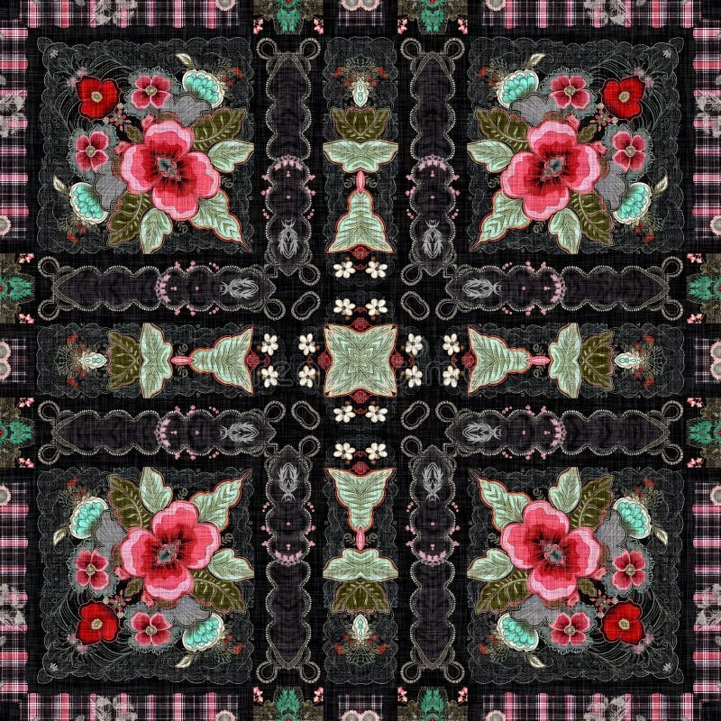 Boho Folkloric Flower Pattern with a Gypsy Retro Style. Repeatable ...