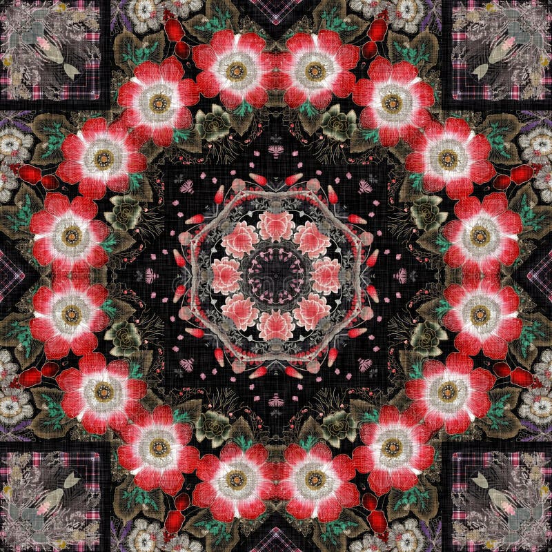 Boho Folkloric Flower Pattern with a Gypsy Retro Style. Repeatable ...