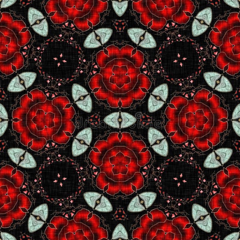 Boho Folkloric Flower Pattern with a Gypsy Retro Style. Repeatable ...