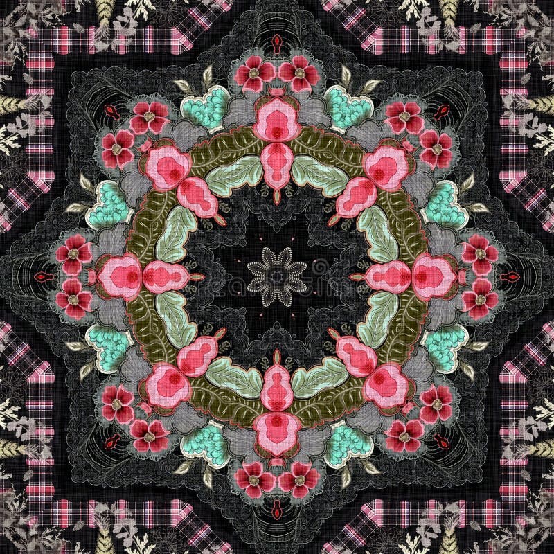 Boho Folkloric Flower Pattern with a Gypsy Retro Style. Repeatable ...