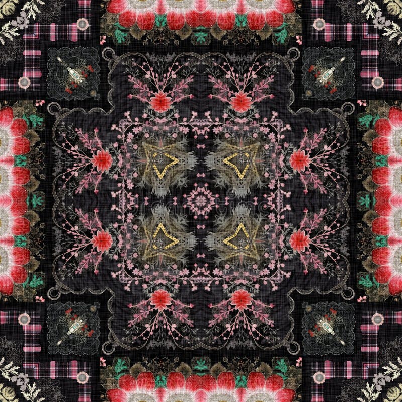 Boho Folkloric Flower Pattern with a Gypsy Retro Style. Repeatable ...