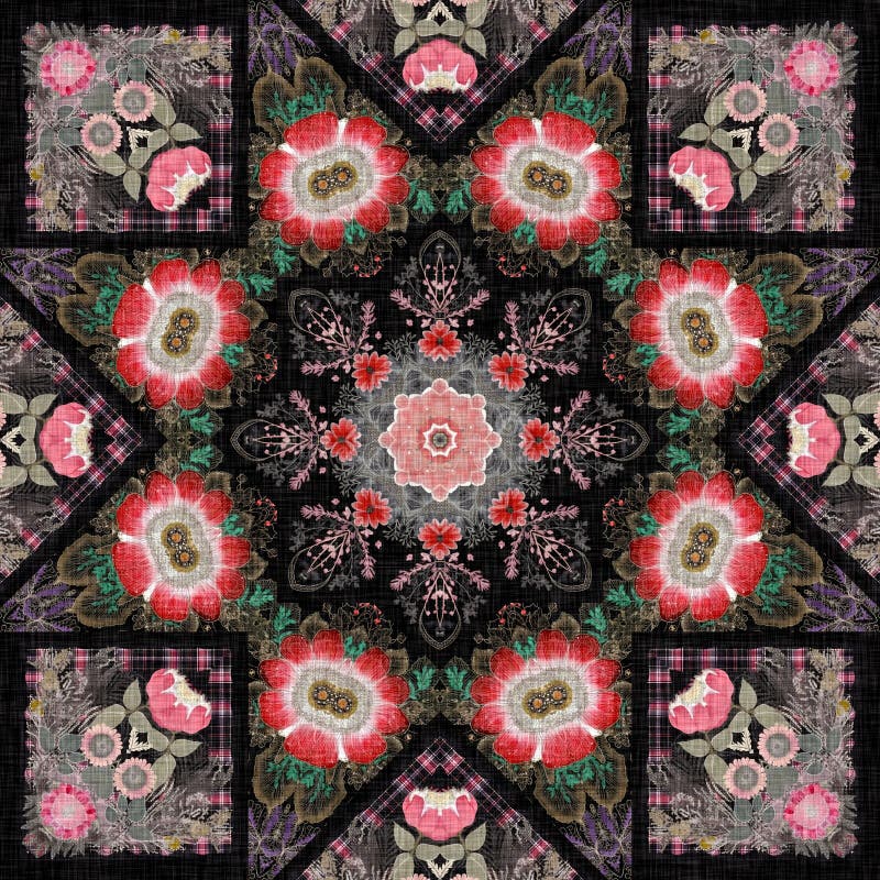 Boho Folkloric Flower Pattern with a Gypsy Retro Style. Repeatable ...