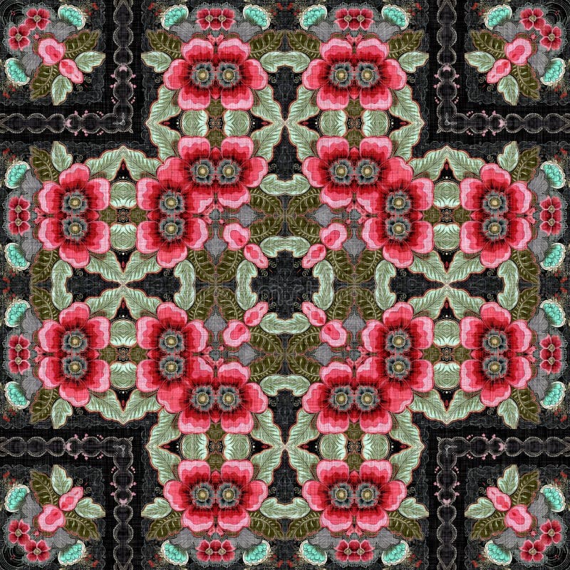 Boho Folkloric Flower Pattern with a Gypsy Retro Style. Repeatable ...