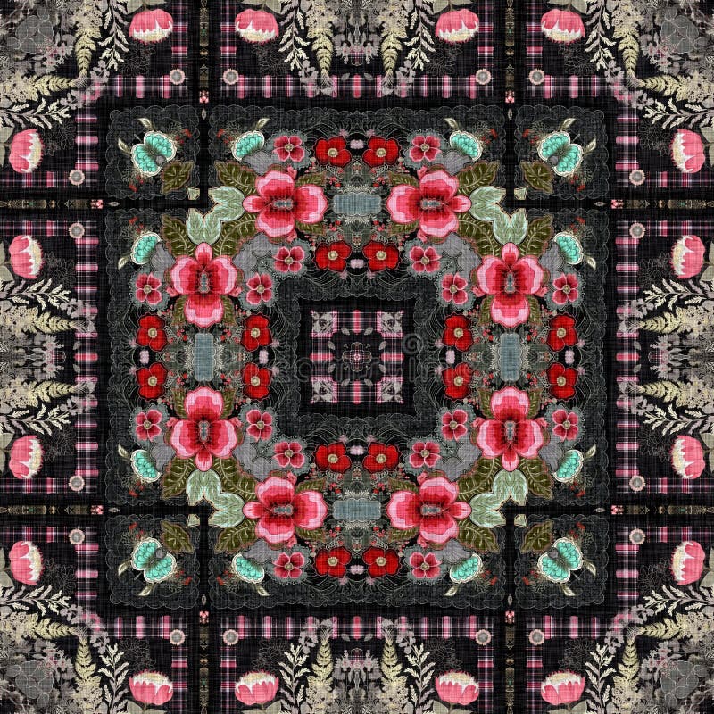 Boho Folkloric Flower Pattern with a Gypsy Retro Style. Repeatable ...