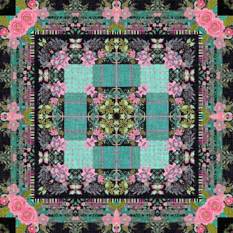Boho Folkloric Flower Pattern with a Gypsy Retro Style. Repeatable ...