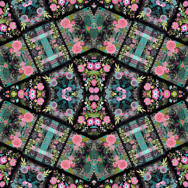 Boho Folkloric Flower Pattern with a Gypsy Retro Style. Repeatable ...