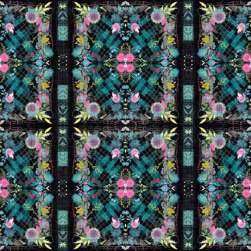 Boho Folkloric Flower Pattern with a Gypsy Retro Style. Repeatable ...