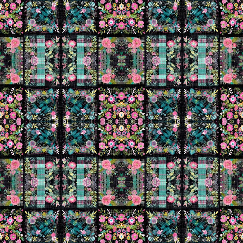 Boho Folkloric Flower Pattern with a Gypsy Retro Style. Repeatable ...