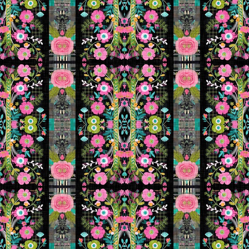 Boho Folkloric Flower Pattern with a Gypsy Retro Style. Repeatable ...