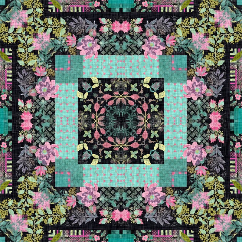 Boho Folkloric Flower Pattern with a Gypsy Retro Style. Repeatable ...