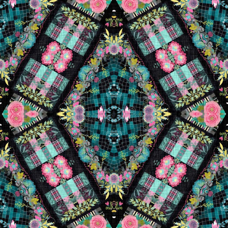 Boho Folkloric Flower Pattern with a Gypsy Retro Style. Repeatable ...