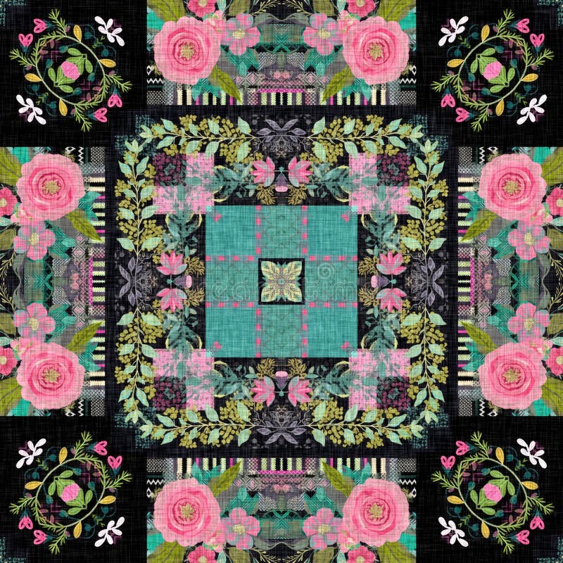 Boho Folkloric Flower Pattern with a Gypsy Retro Style. Repeatable ...
