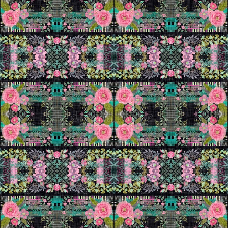 Boho Folkloric Flower Pattern with a Gypsy Retro Style. Repeatable ...