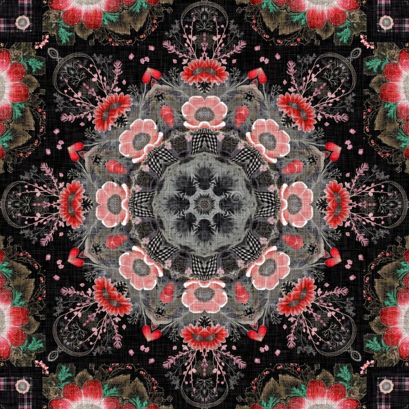 Boho Folkloric Flower Pattern with a Gypsy Retro Style. Repeatable ...