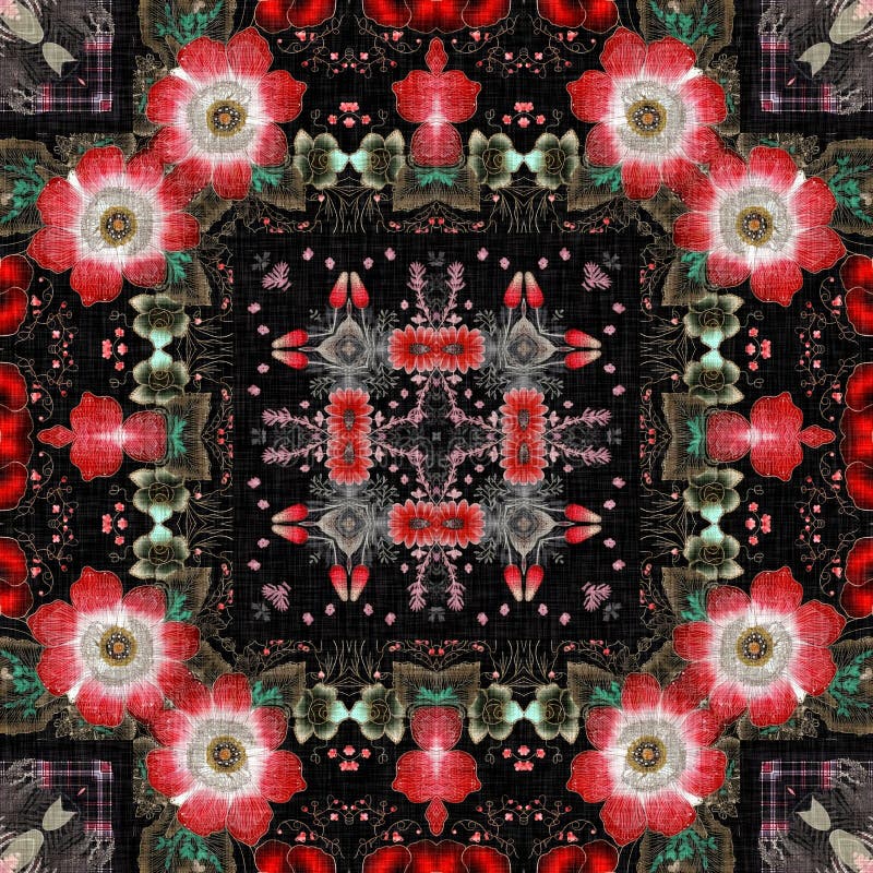 Boho Folkloric Flower Pattern with a Gypsy Retro Style. Repeatable ...