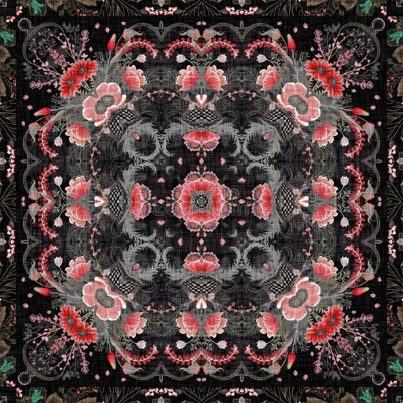 Boho Folkloric Flower Pattern with a Gypsy Retro Style. Repeatable ...