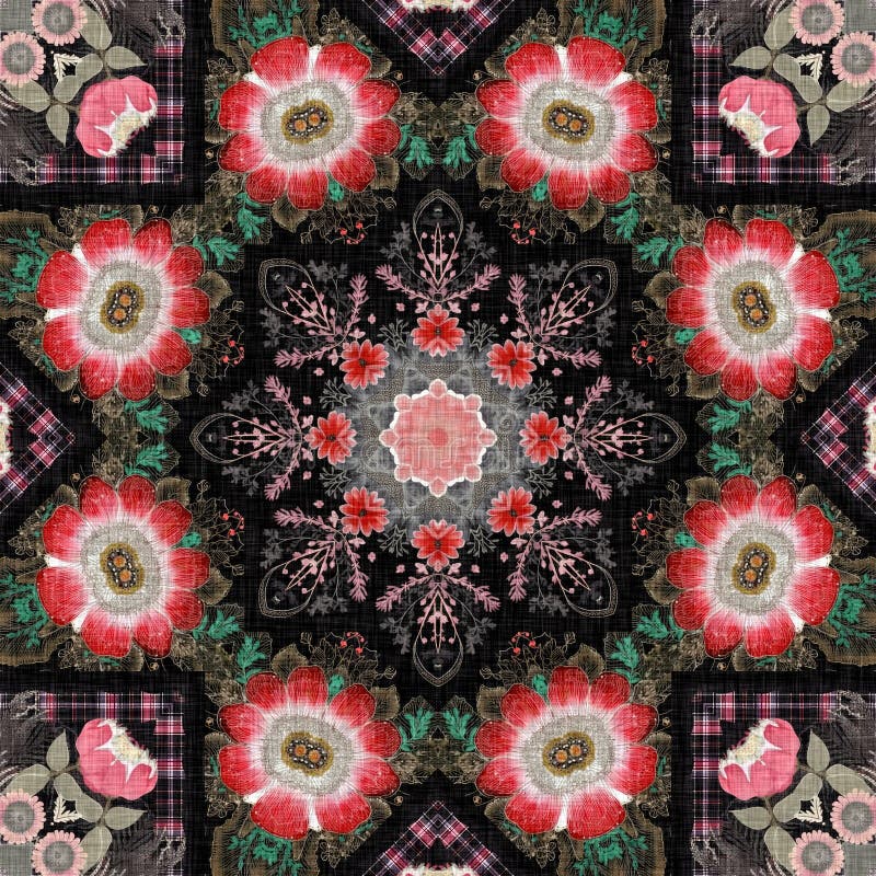 Boho Folkloric Flower Pattern with a Gypsy Retro Style. Repeatable ...