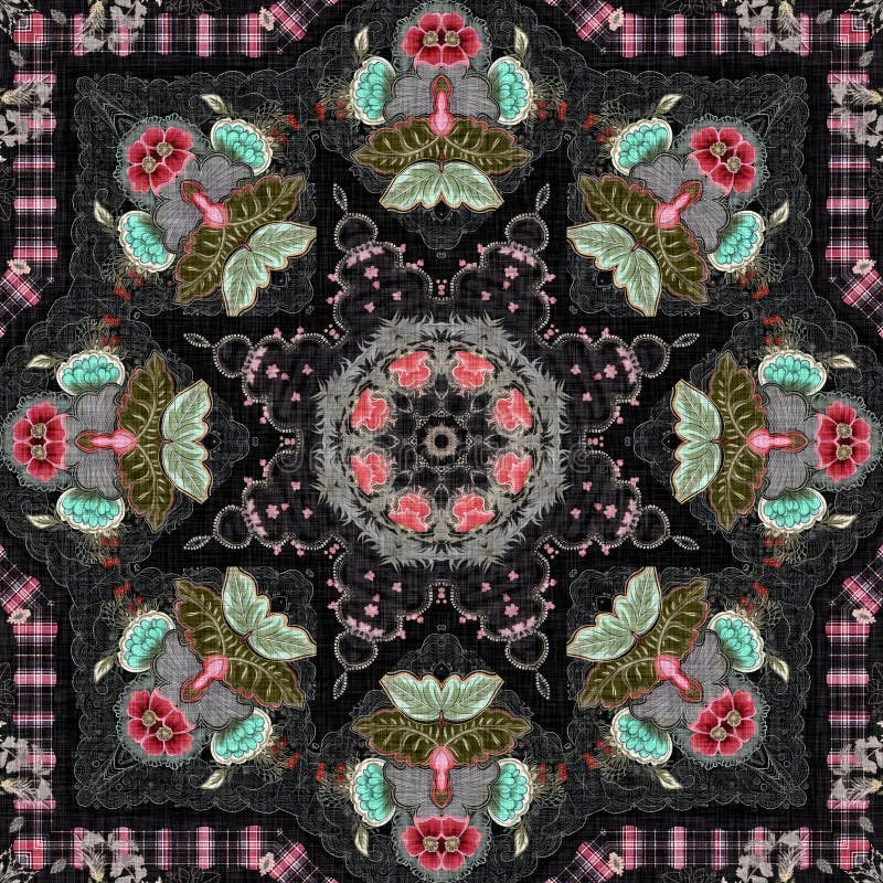 Boho Folkloric Flower Pattern with a Gypsy Retro Style. Repeatable ...