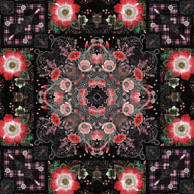 Boho Folkloric Flower Pattern with a Gypsy Retro Style. Repeatable ...