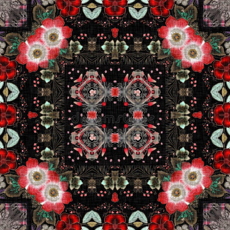 Boho Folkloric Flower Pattern with a Gypsy Retro Style. Repeatable ...