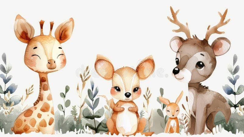 Boho Forest Animals Nursery Illustration Stock Image - Image of ...