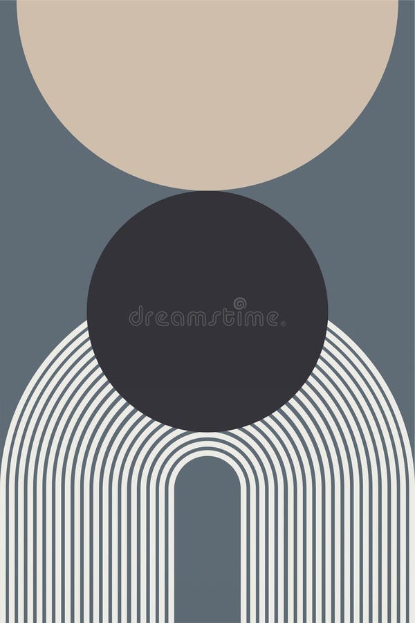 Boho Geometric Minimalist Abstract Wall Art with Abstract Rainbow ...