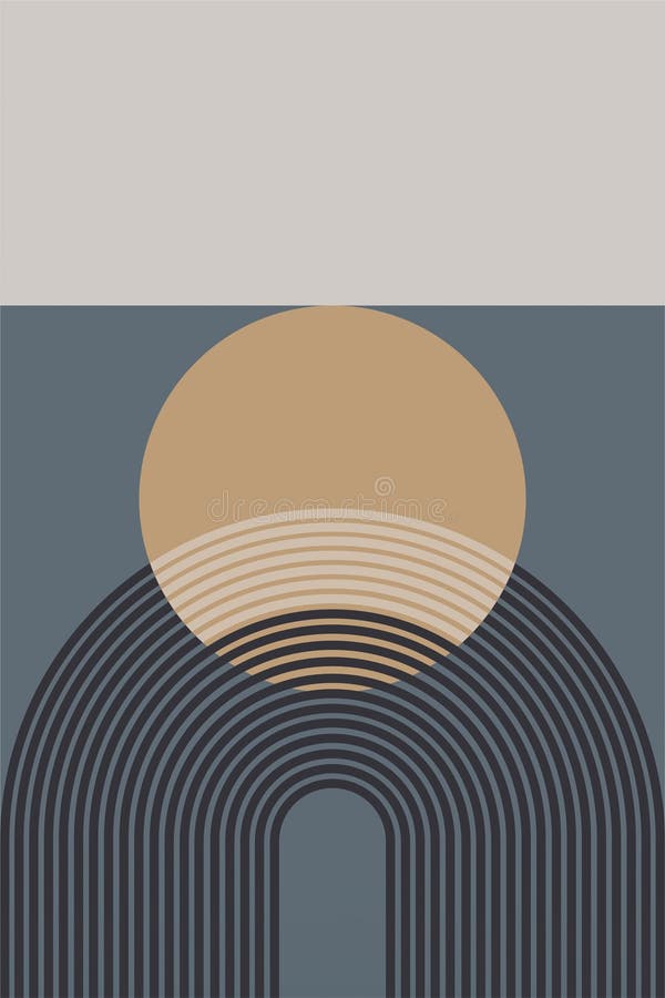 Boho Geometric Minimalist Abstract Wall Art with Abstract Rainbow ...